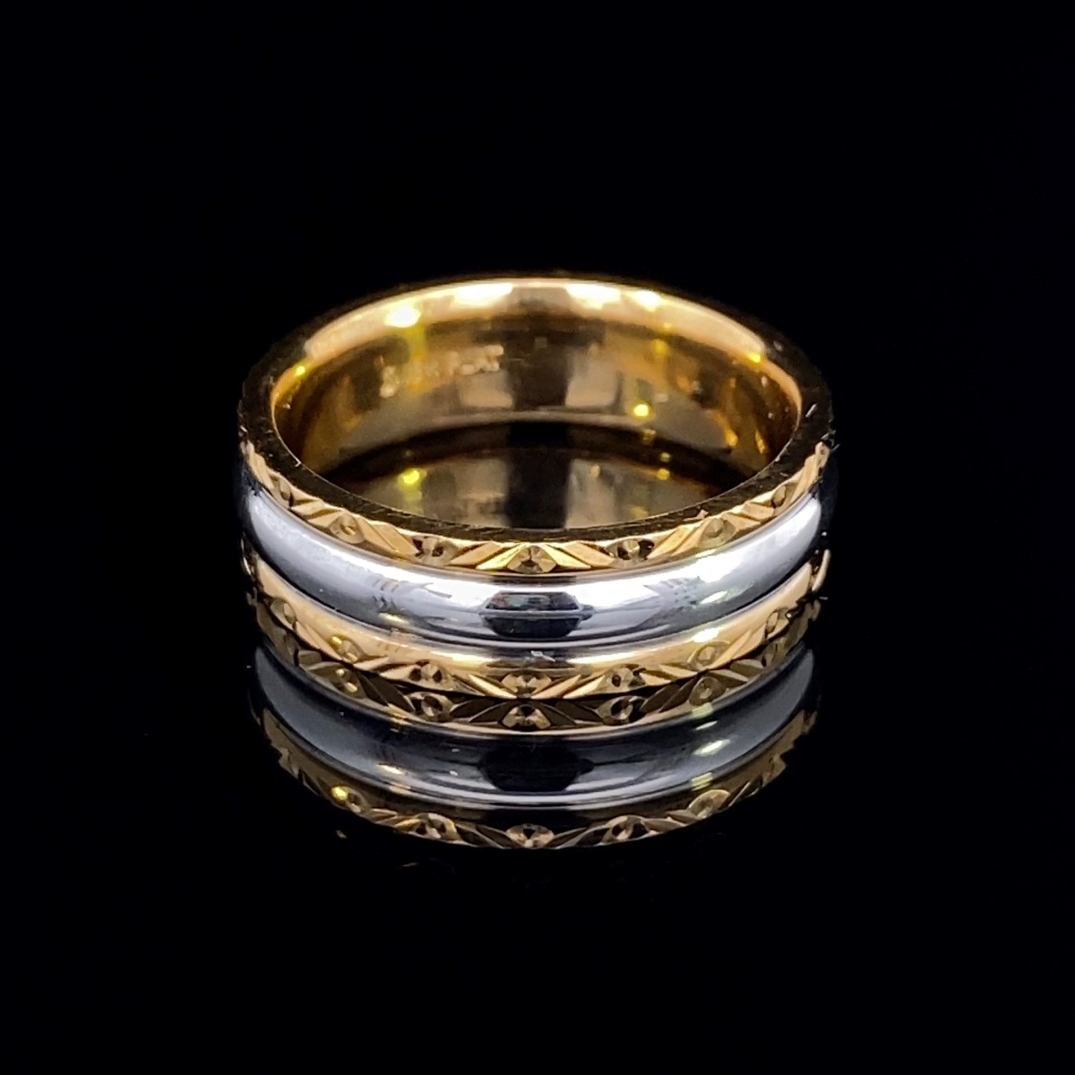 18K Yellow Gold & Pt .950 Platinum Apx 6mm Wide Band 9.33g sz 7 Pre-owned | Buya