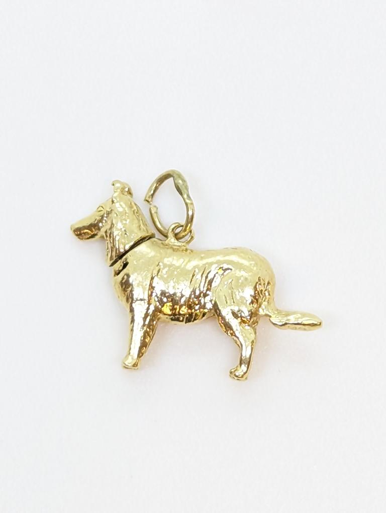 14K 4.5g Solid Yellow Gold Unique Realistic Dog Puppy Bobblehead Charm ...