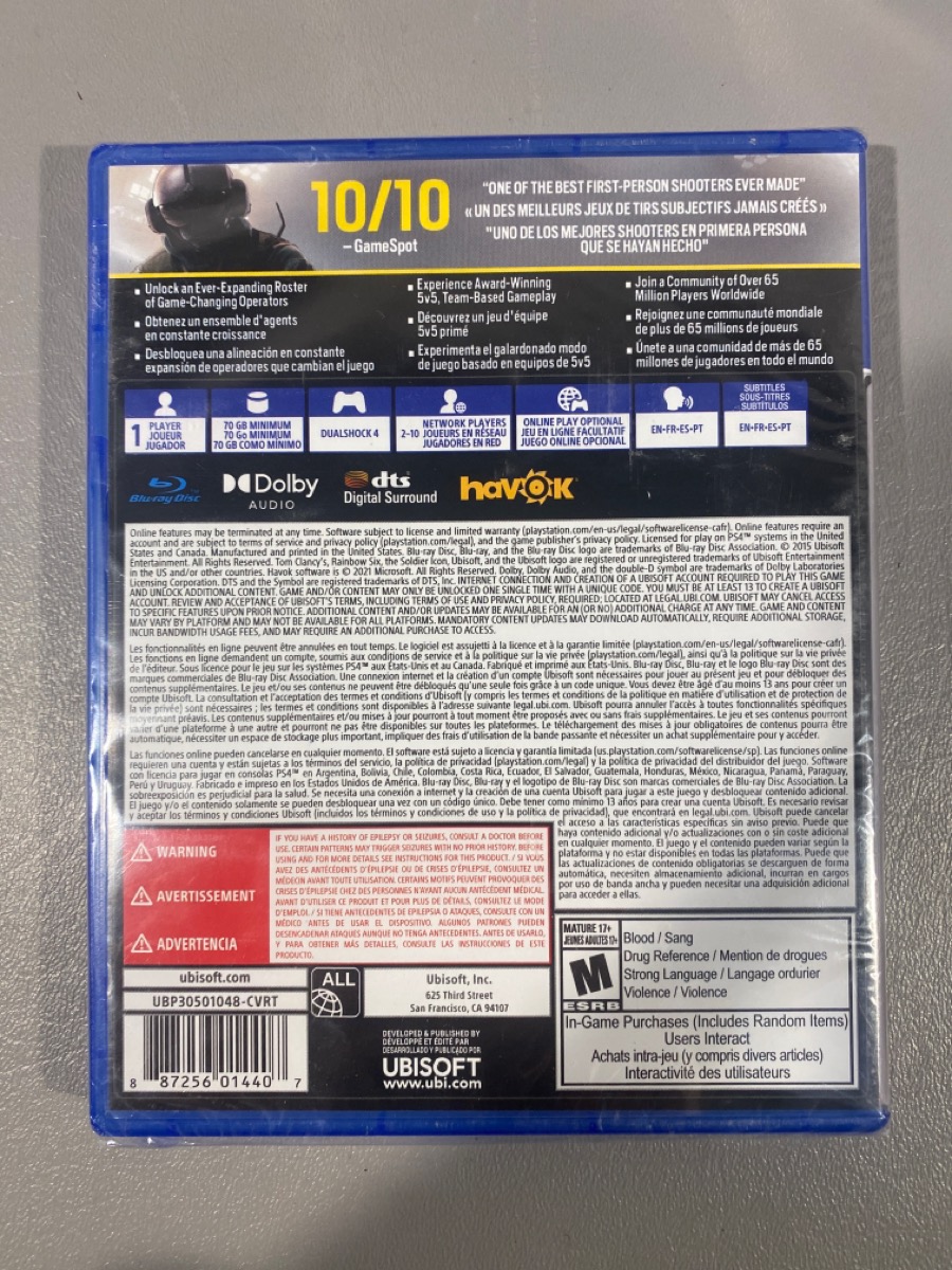 PS4 TOM CLANCY'S RAINBOW SIX SEIGE VIDEO GAME Brand New | Buya