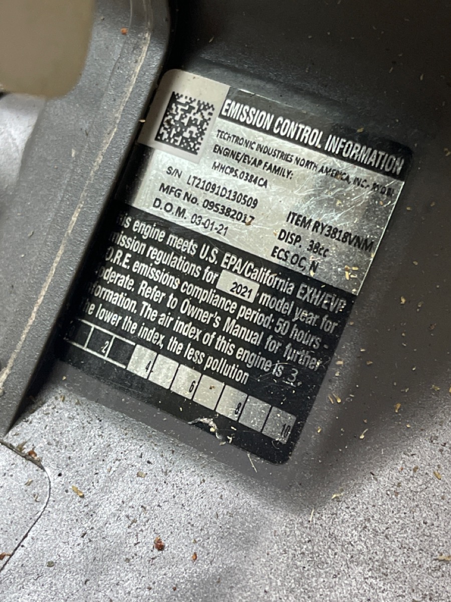 RYOBI RY3818 GAS POWER 18" CHAINSAW (ye) Very Good | Buya