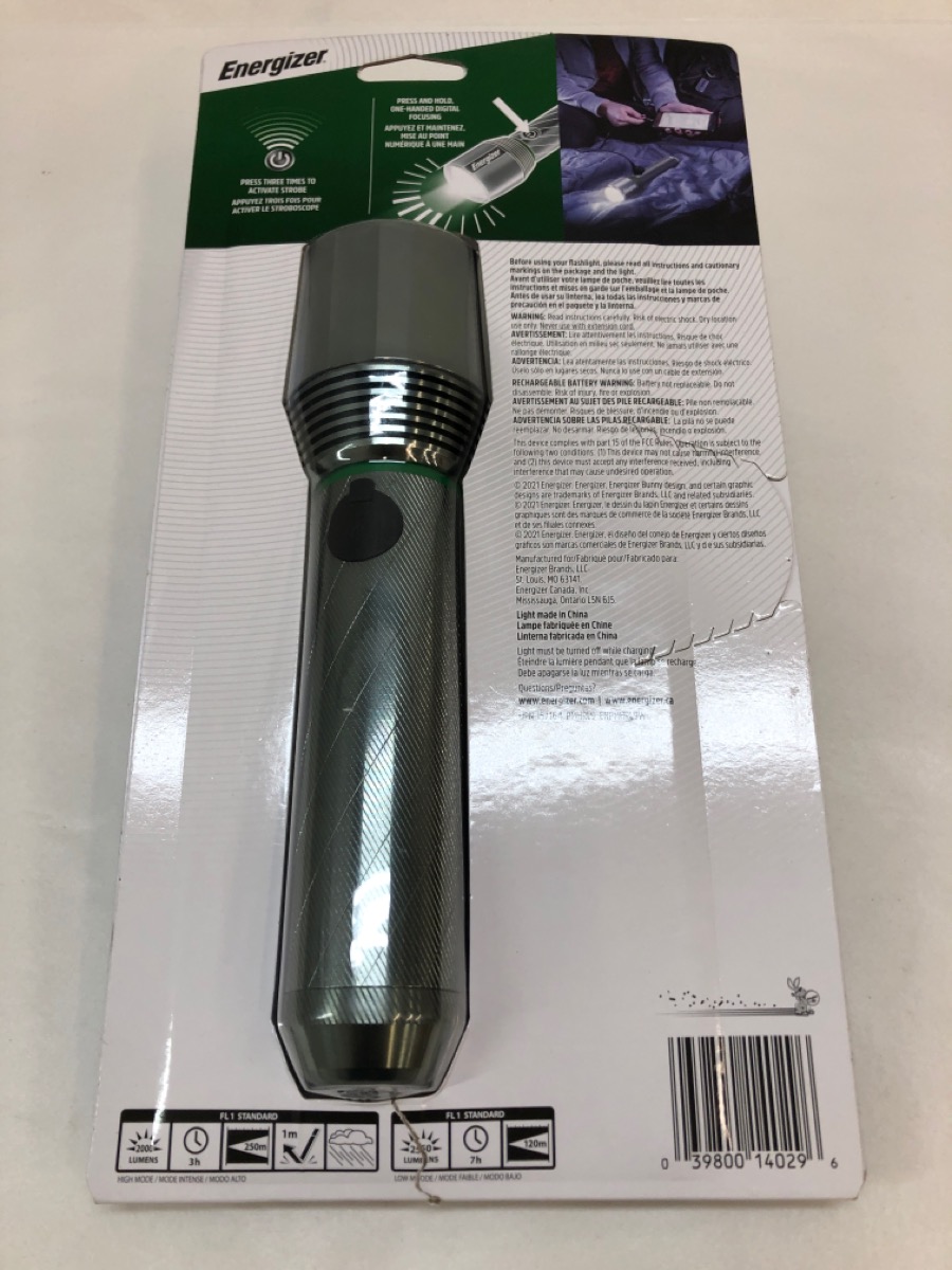 ENERGIZER METAL RECHARGEABLE LED FLASHLIGHT WITH USB CHARGING PORT ...