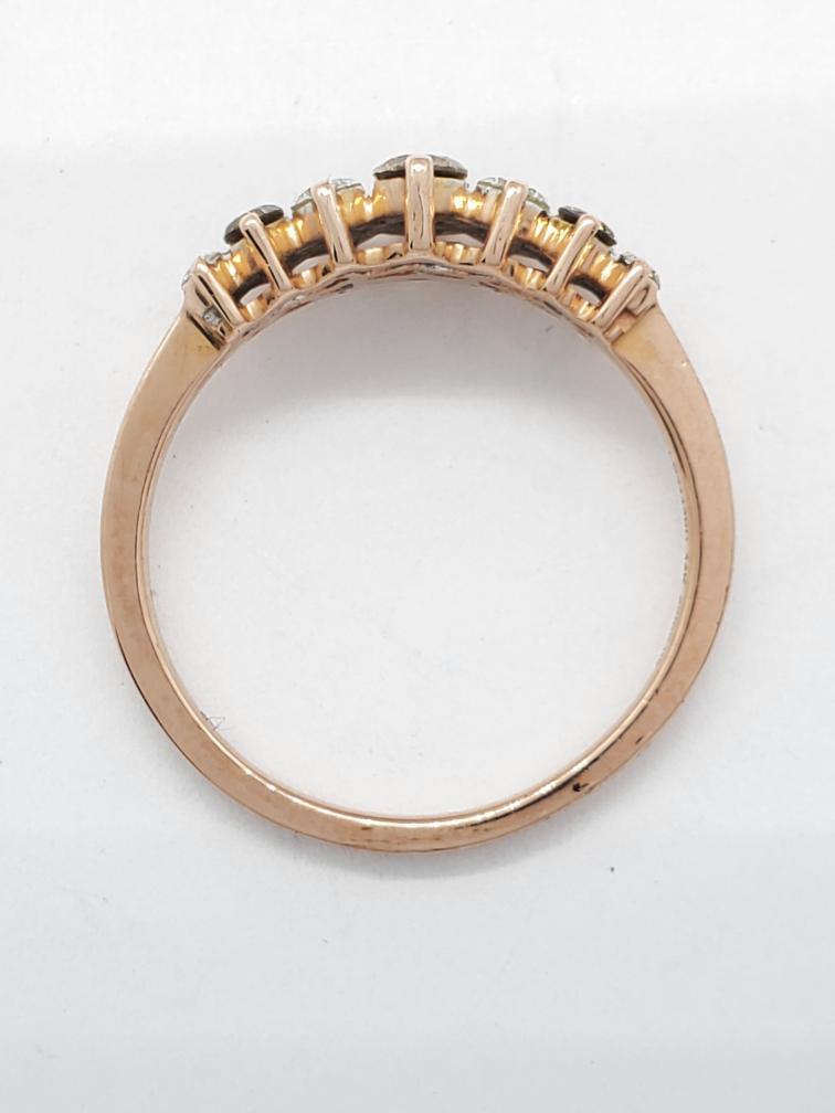14K Solid Rose Gold Chocolate And White Ladder Style Diamond Cluster ...