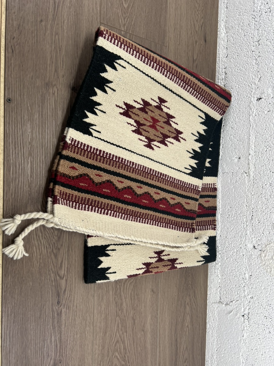 16"x 80" NATIVE AMERICAN AZTEC WOOL HANDWOVEN RUNNER RUG. VERY NICE ...