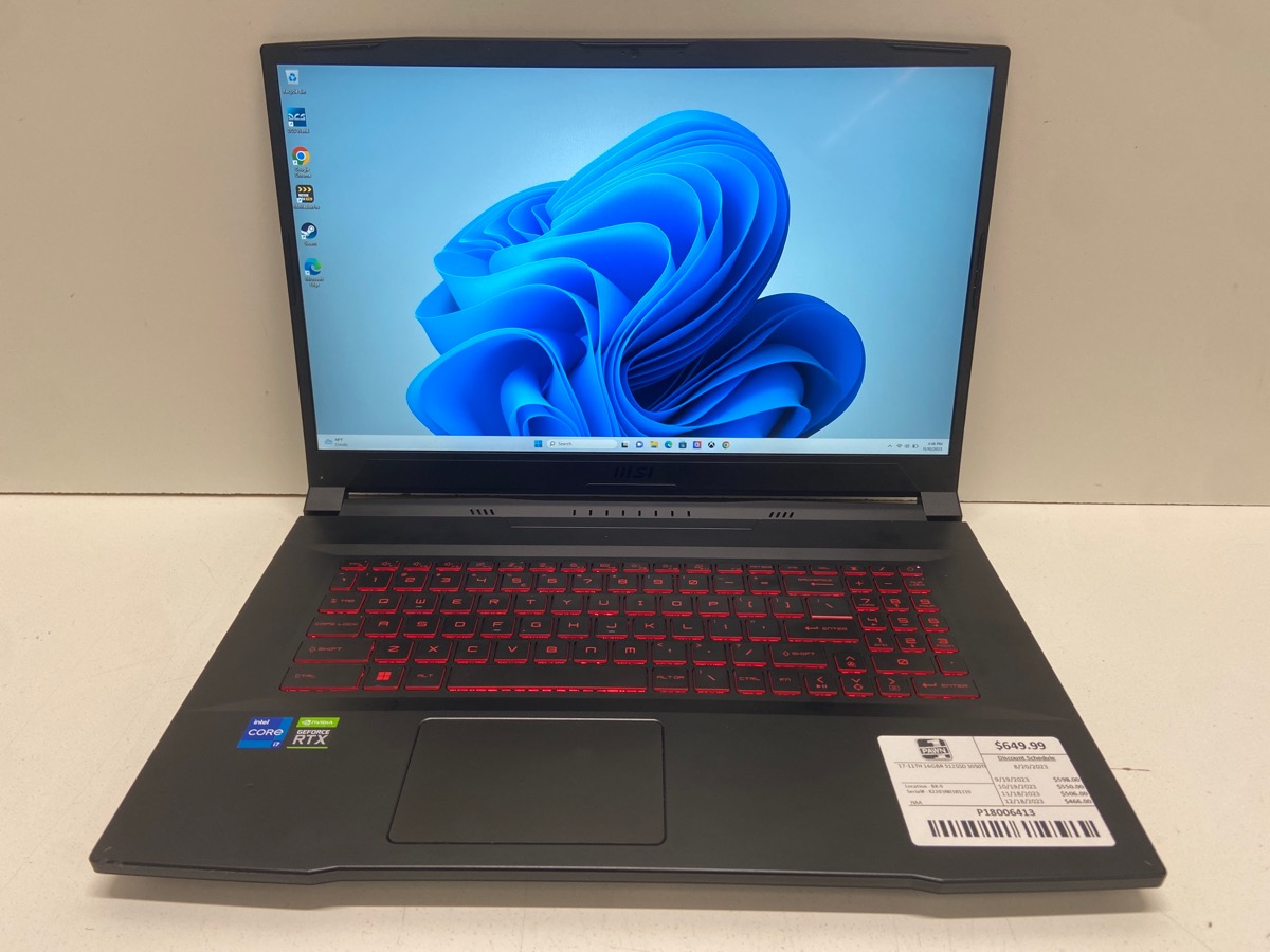 MSI COMPUTER MS-17L2/INTEL I7 11TH GEN,16RAM,RTX 3050 TI,60HZ.1920X1080 ...