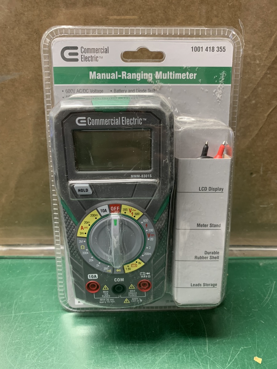 Commercial Electric 1001-418-348 Auto-Ranging 600V Multimeter Brand New ...
