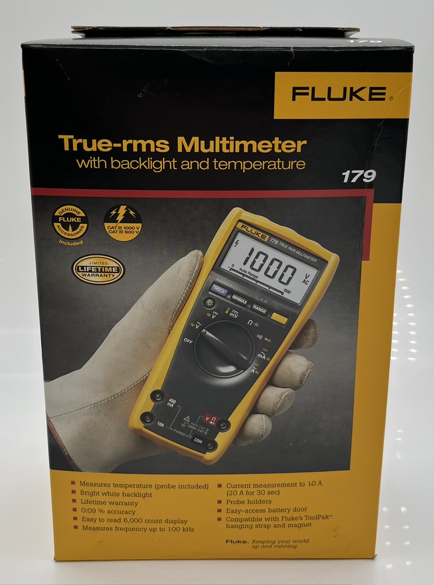 FLUKE TRUE-RMS MULTIMETER 179 WITH BACKLIGHT AND TEMPERATURE Brand New ...