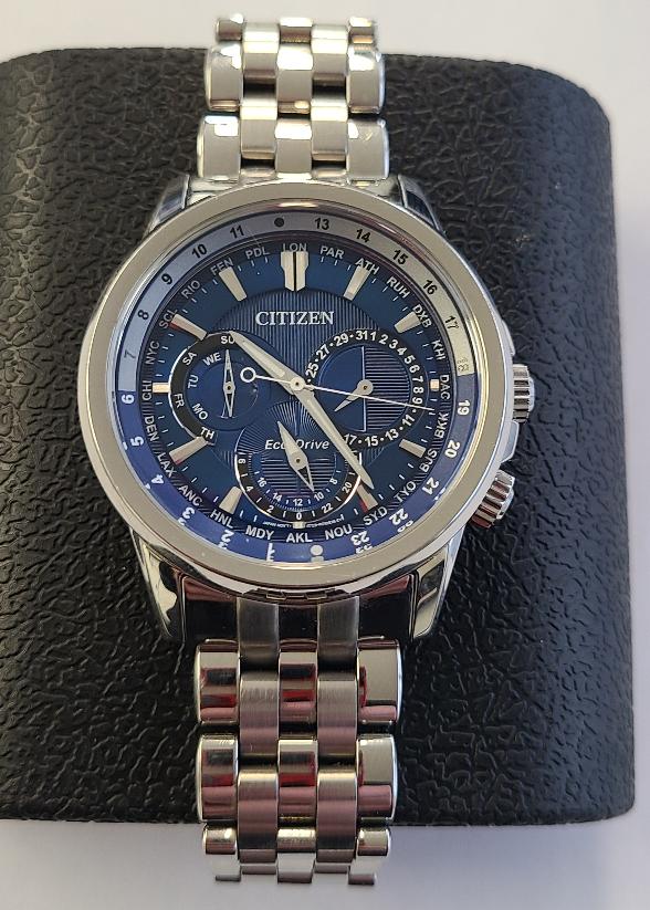44MM MEN’S CITIZEN ECO-DRIVE® CALENDRIER WATCH WITH BLUE DIAL AND ...