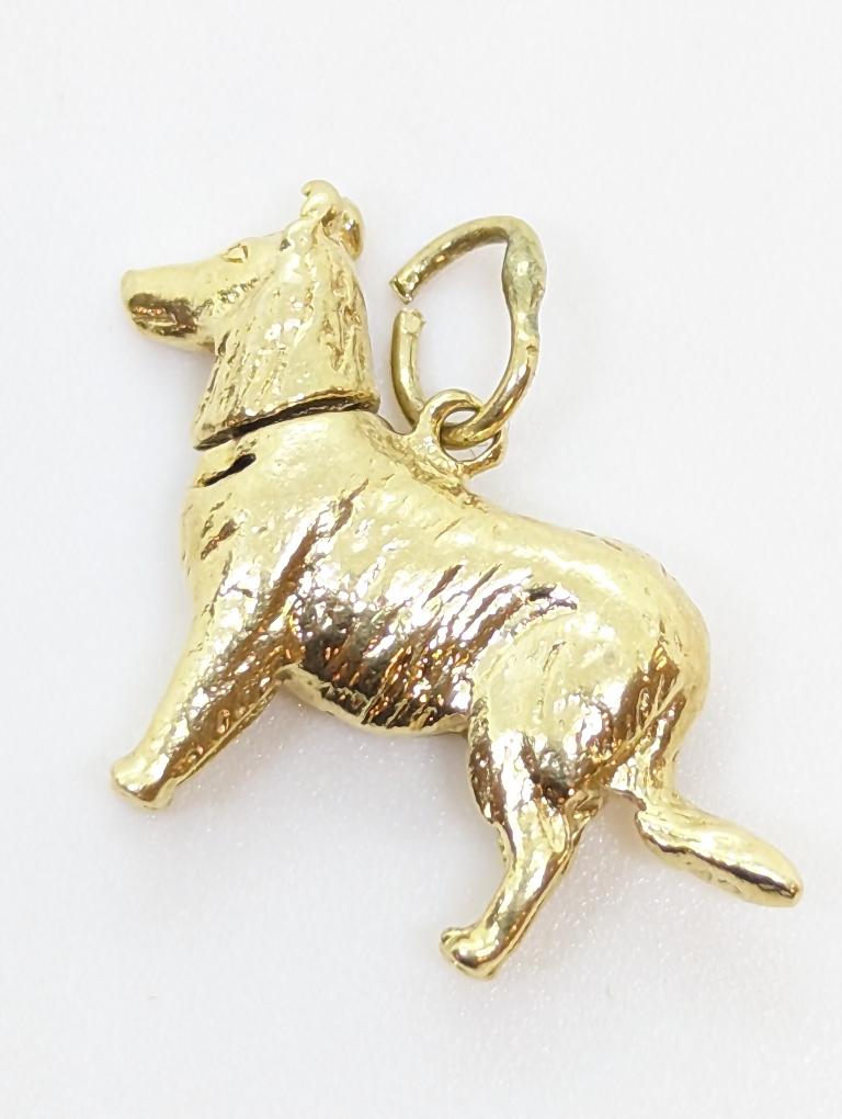 14K 4.5g Solid Yellow Gold Unique Realistic Dog Puppy Bobblehead Charm ...