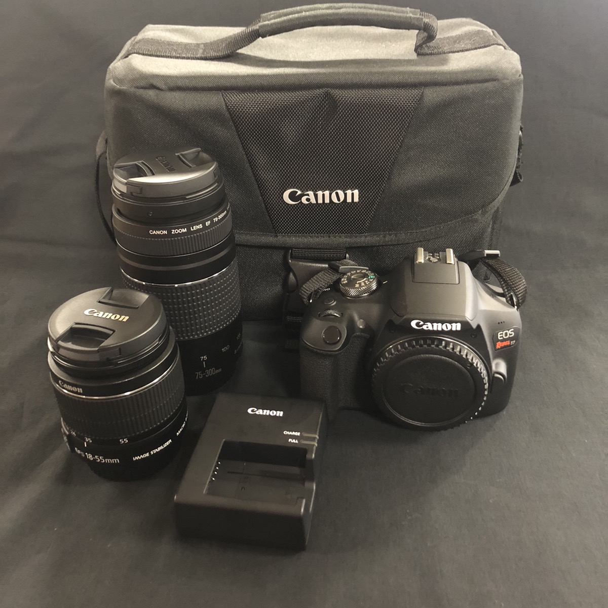 CANON EOS REBEL T7 W/18-55 75-300MM KIT WITH BAG BATT/CHRG Acceptable ...