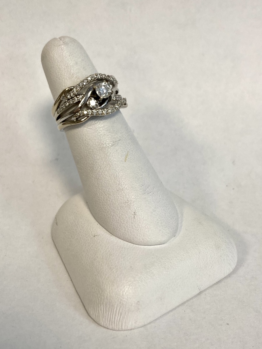 Lady's Diamond Engagement Ring 3 Diamonds .33 Carat T.W. 10K White Gold ...