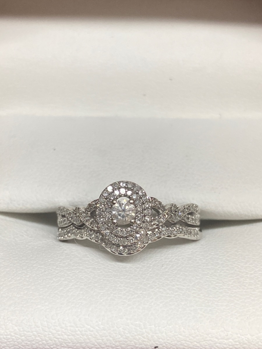 Lady's Diamond Wedding Set 105 Diamonds 1.19 Carat T.W. 10K White Gold ...