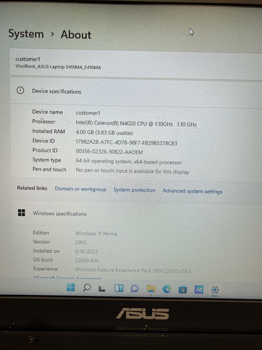 ASUS 14'' E410M (64GB eMMC Intel Celeron N4020 +4GB RAM) -Win11 Good | Buya