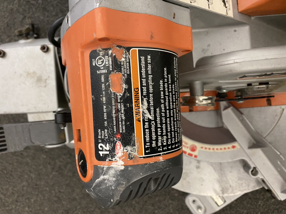 RIDGID TOOLS MS1290LZA 15 AMPS 12" MITER SAW NO BAG Good | Buya