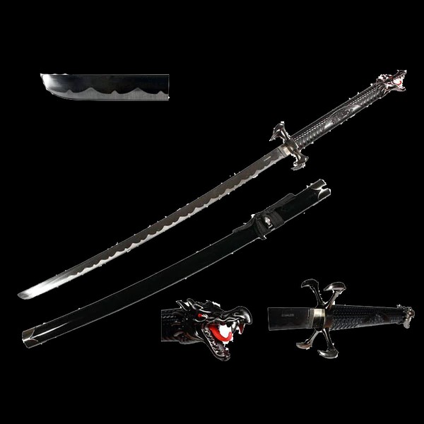 Black Torch Dragon Fantasy Samurai Katana Sword with Four Claws Style ...