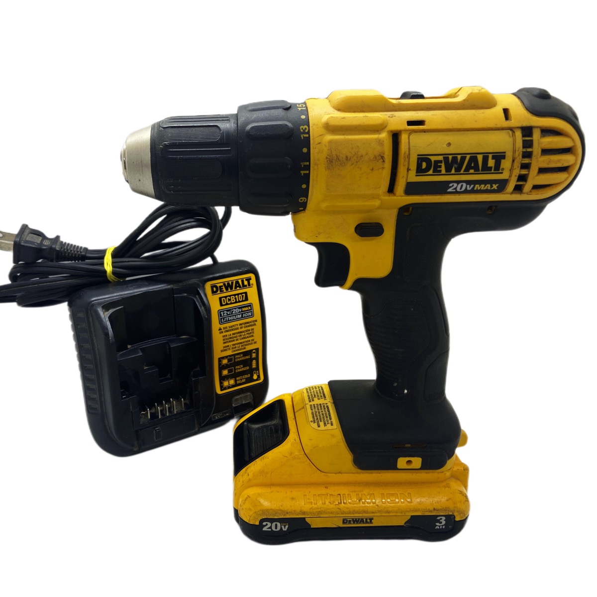 DeWalt 1/2" Cordless Drill DCD771 w/ DeWalt 3 Ah Battery & Charger Very ...