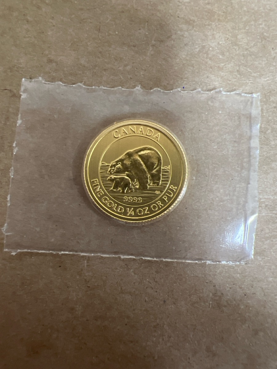 2015 Canada 1/4 oz. 9999 $10 Fine Gold Polar Bear & Cub Coin MINT ...