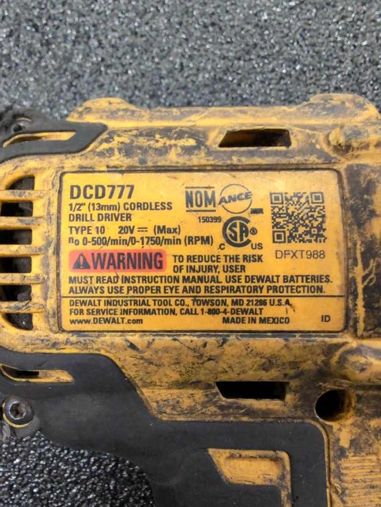 DEWALT DCD777 20V 1/2" CORDLESS DRILL W/ 1.5AH BATTERY - CLEARANCE ...