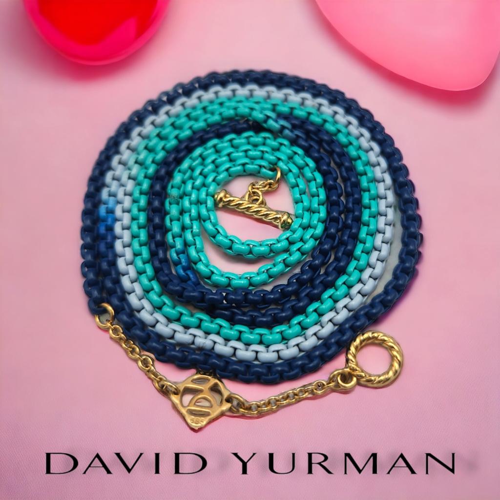 34" DAVID YURMAN DY Bel Aire Color Box Chain Necklace, 14K Gold Accents ...