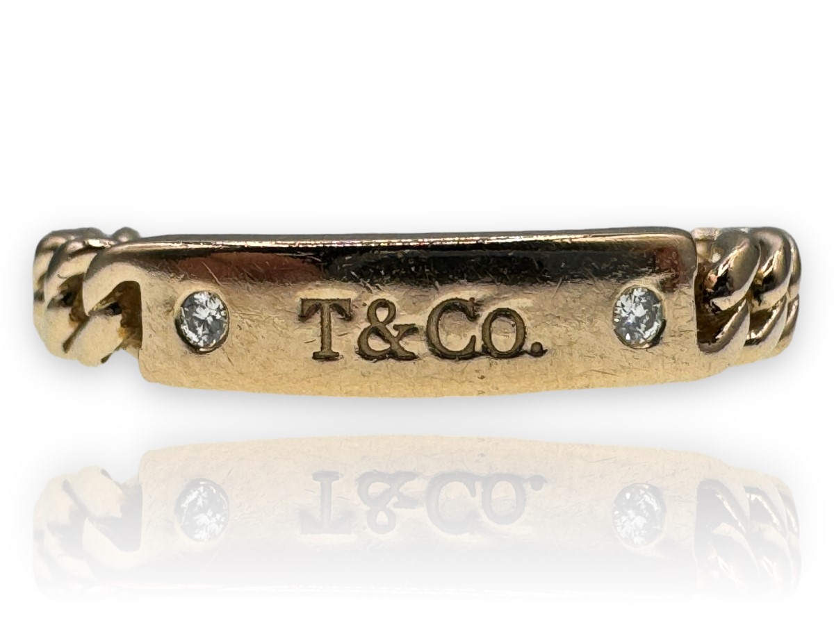 Tiffany & Co. Micro Link ID Chain Ring 18K Rose Gold with Diamonds Pre ...