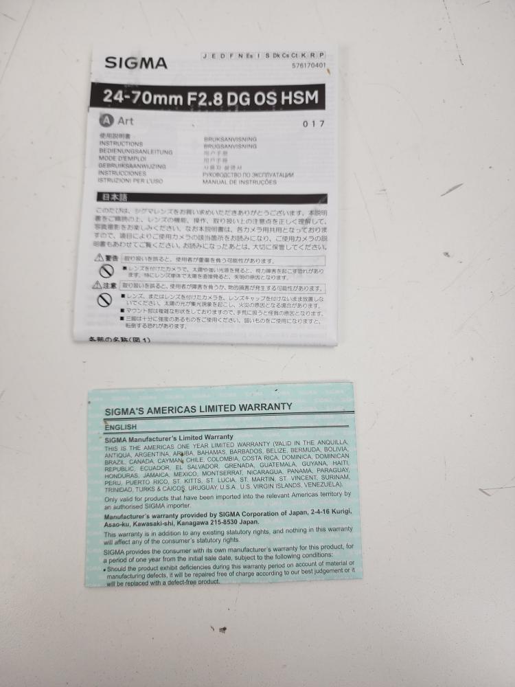 SIGMA OPTICS 24-70MM 1:2.8 DG Brand New | Pawn 1 | Spokane | WA