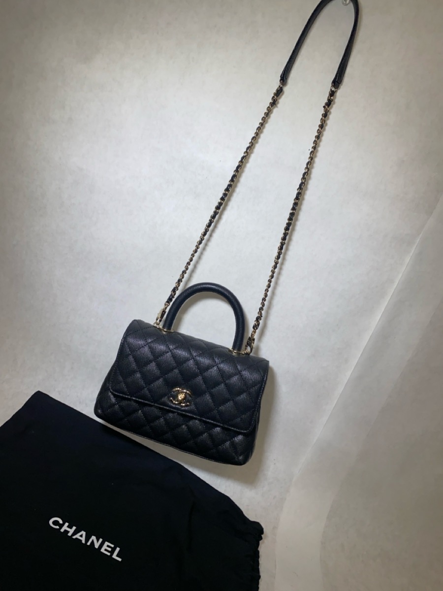 CHANEL CAVIAR LIZARD QUILTED MINI COCO HANDLE FLAP Good | Buya