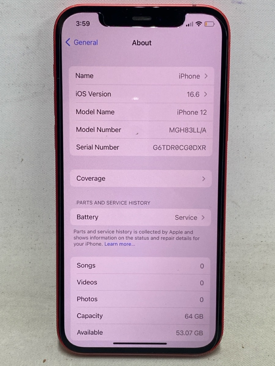 APPLE IPHONE 12 - 64GB - RED, AS IS LOCKED For parts or not working | Buya