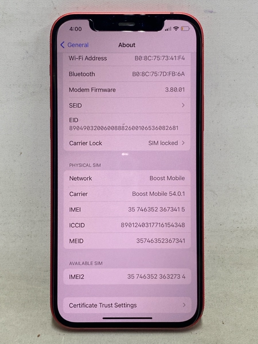 APPLE IPHONE 12 - 64GB - RED, AS IS LOCKED For parts or not working | Buya
