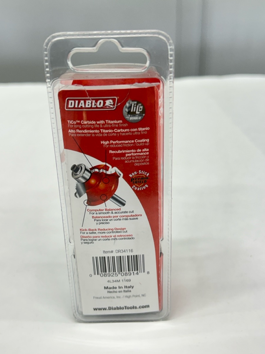 DIABLO DR34116, ½" Rounding Over Bit, Carbide Titanium, ¼" Shank Brand ...