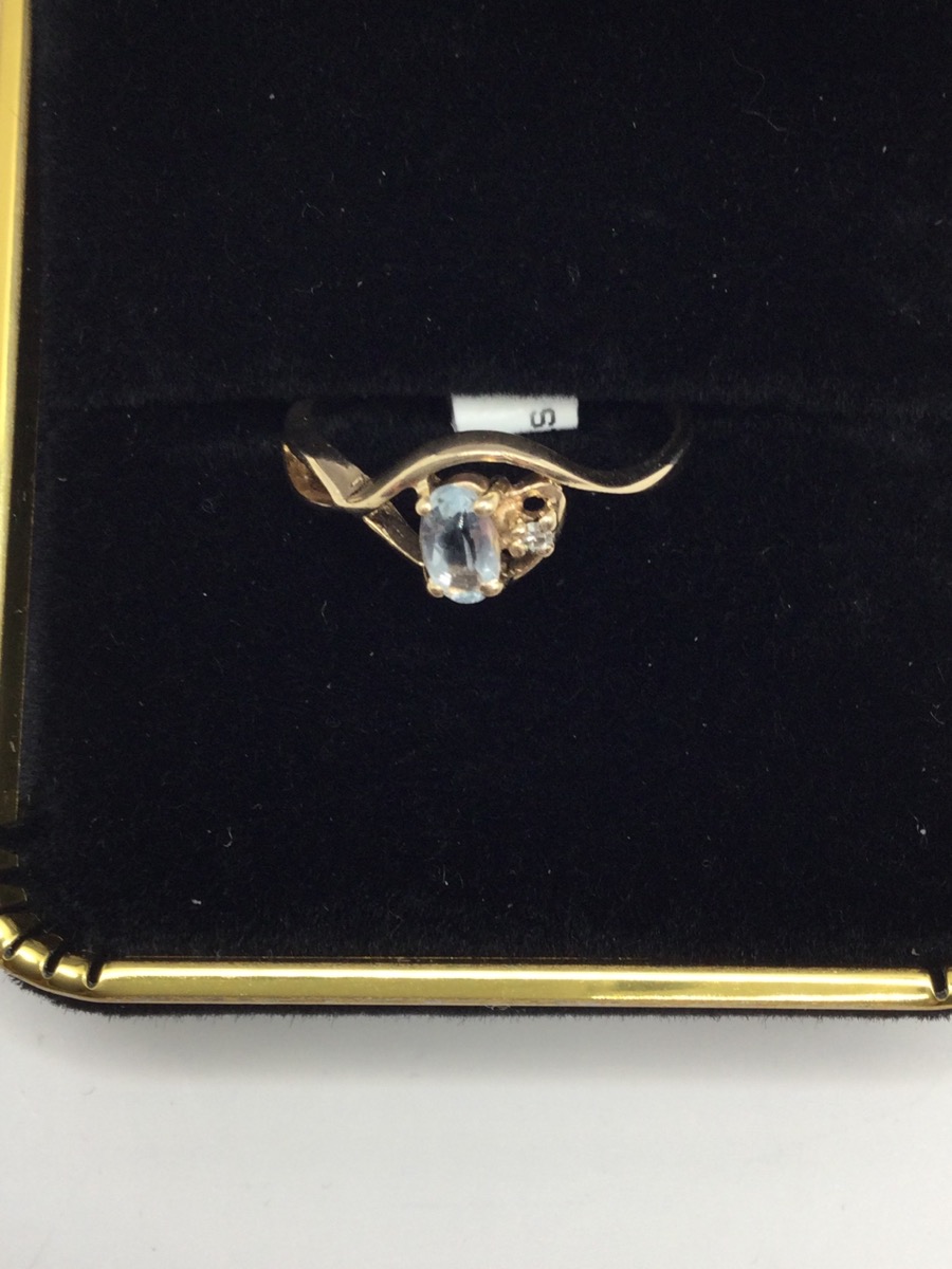 Blue Stone Lady's Stone Ring 10K Yellow Gold 0.8dwt Pre-owned | Pawn 1 ...