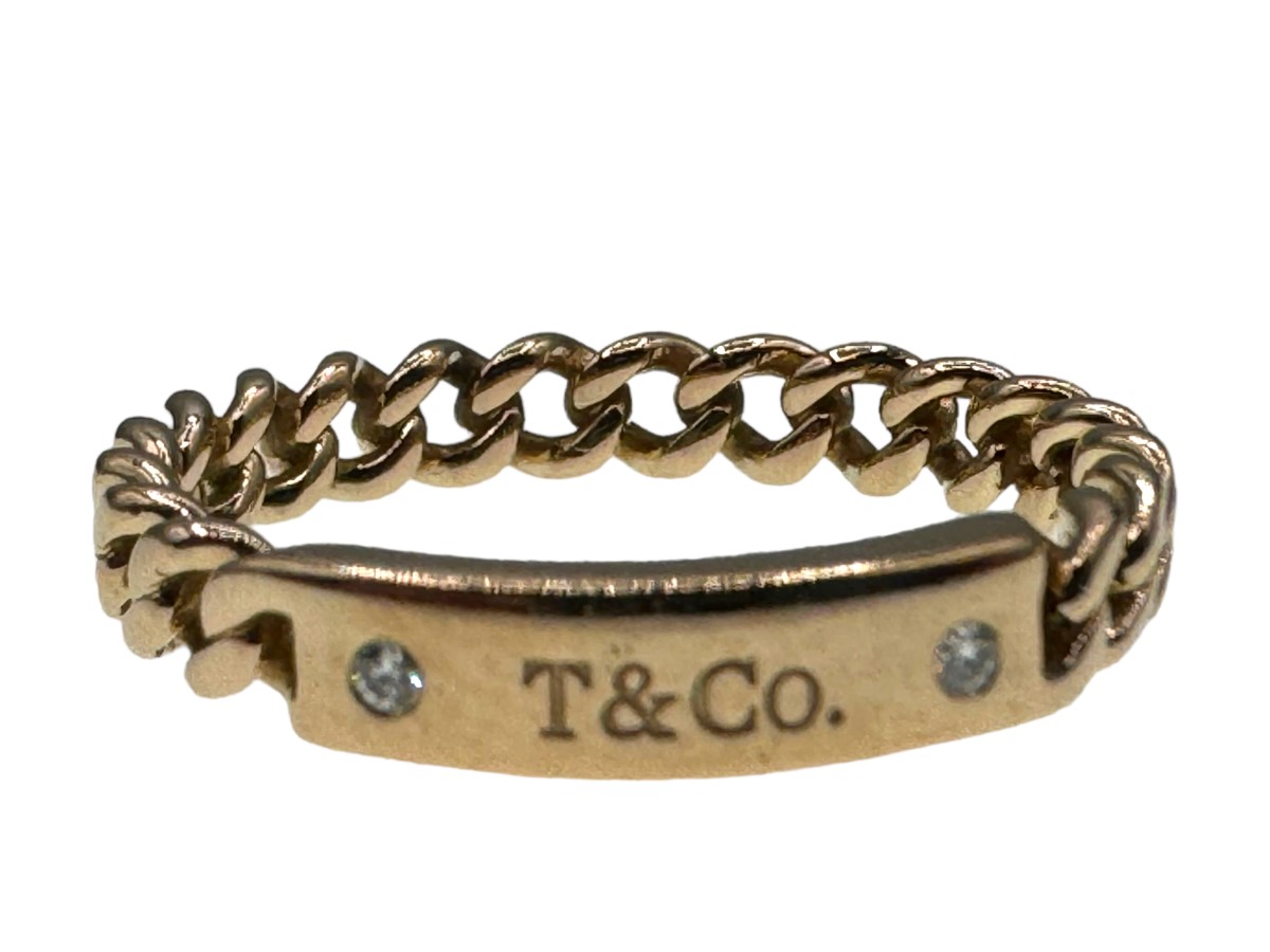 Tiffany & Co. Micro Link ID Chain Ring 18K Rose Gold with Diamonds Pre ...