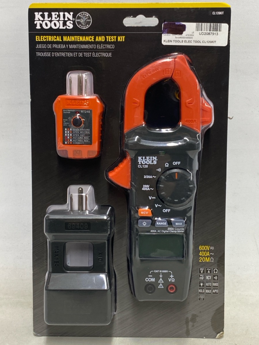 KLEIN TOOLS CL120KIT CLAMP METER ELECTRICAL TEST KIT (A) NEW Brand New ...