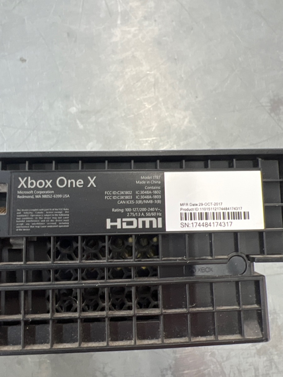 MICROSOFT XBOX ONE X - CONSOLE - 1TB - 1787 Very Good | Pawn 1 ...