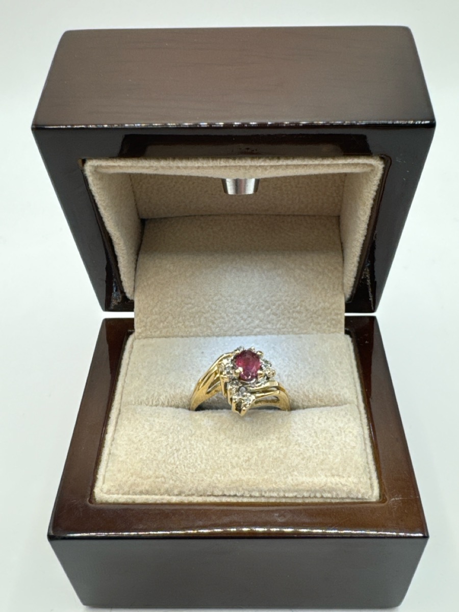 Purple Stone Lady's Stone & Diamond Ring 10 Diamonds .10 Carat T.W. Pre ...
