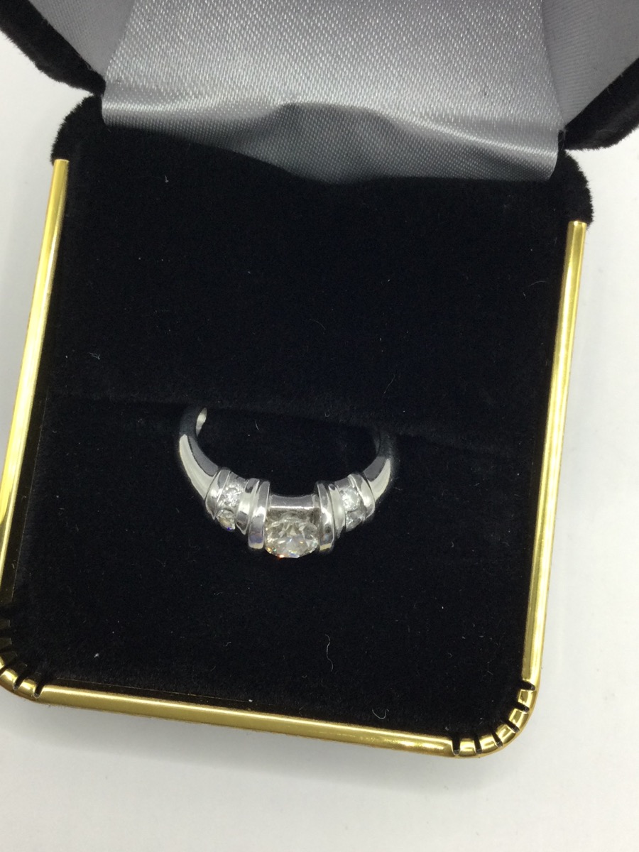 LADIES Lady's Platinum-Diamond Ring Guard SIZE 5 7 Diamonds .76 Carat T ...