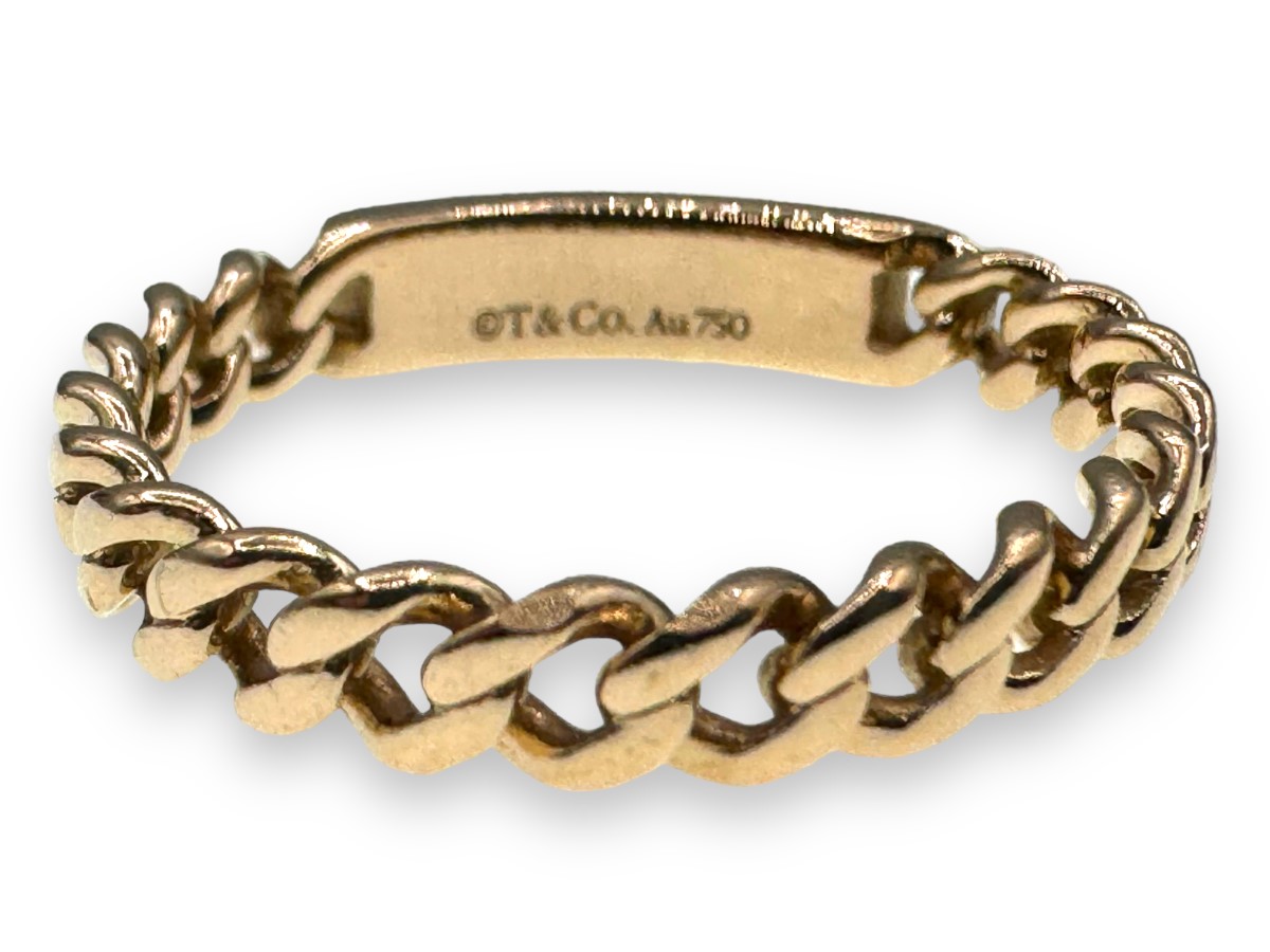 Tiffany & Co. Micro Link ID Chain Ring 18K Rose Gold with Diamonds Pre ...