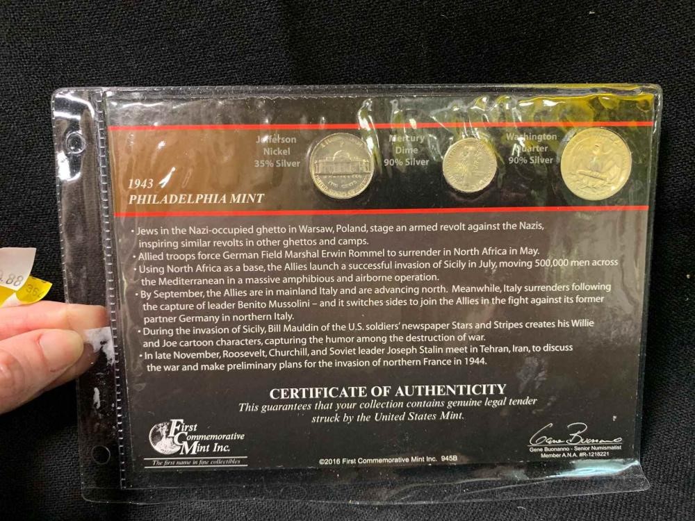 Price Guide: FIRST COMMEMORATIVE MINT SILVER COINS OF WWII | Buya