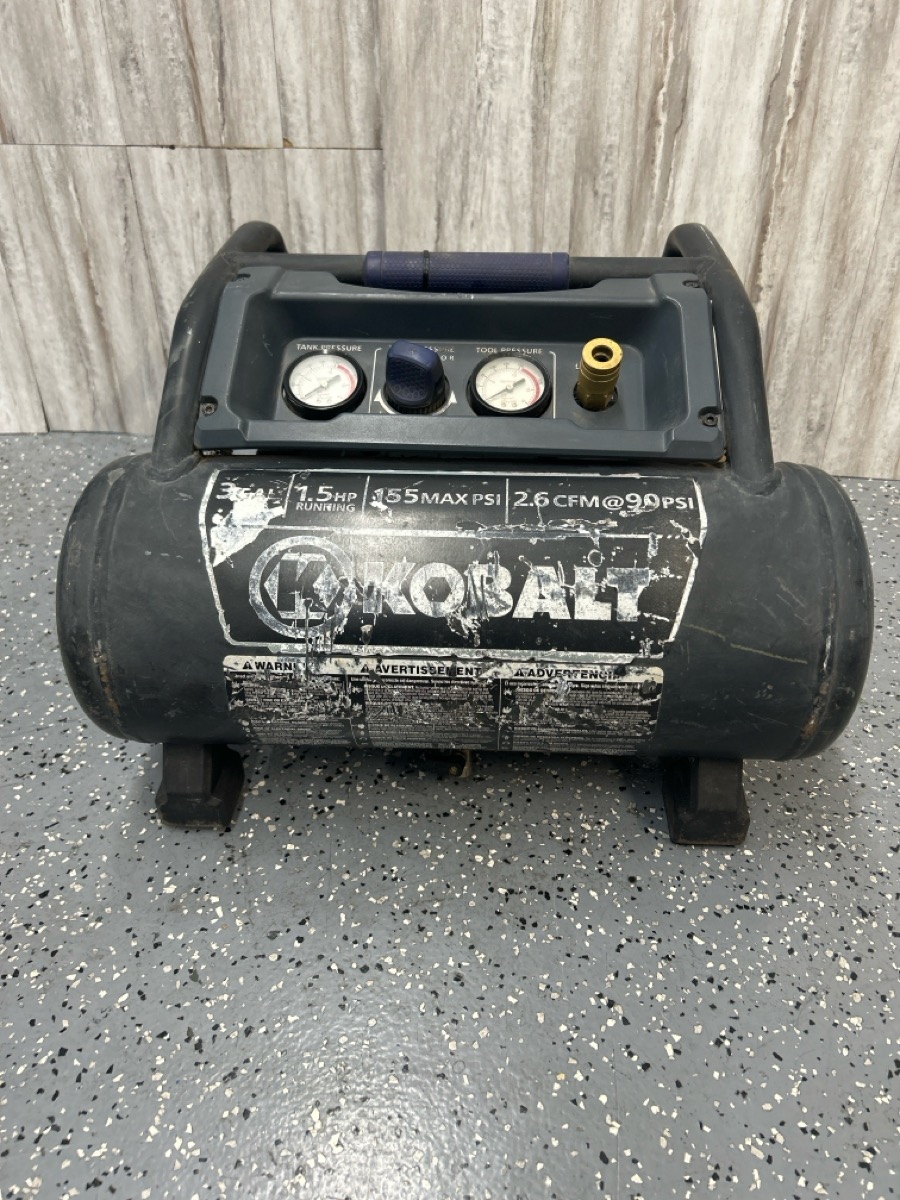 Kobalt 3-Gallon Air Compressor, 150 PSI, For parts or not working | Buya