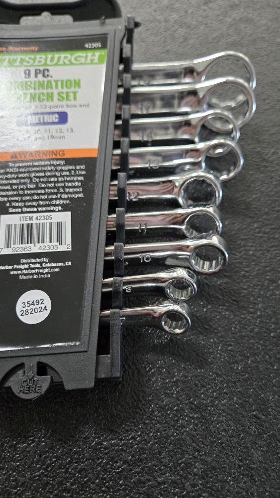 PITTSBURGH HAND TOOLS, JACKS, & MORE 9 PC COMBINATION WRENCH SET 42305 ...