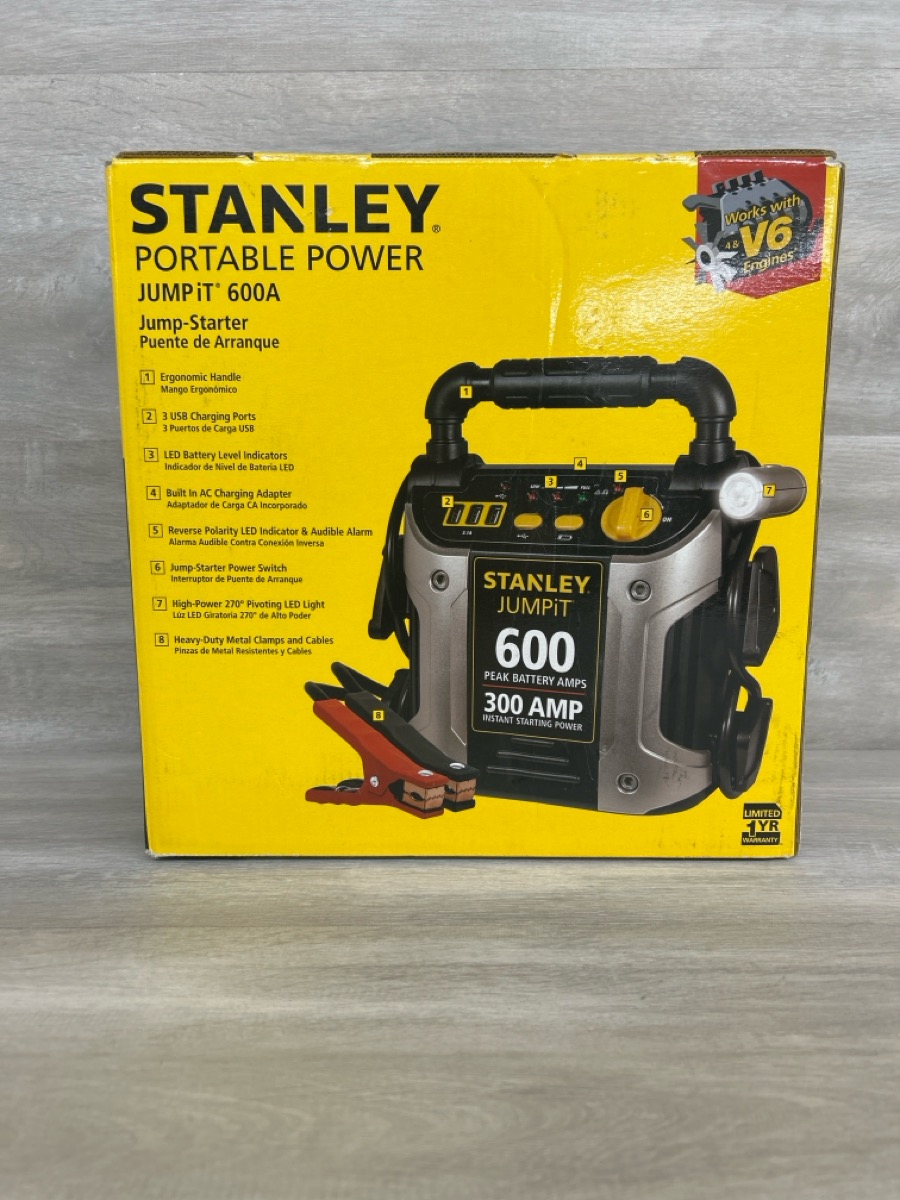 STANLEY J309 Portable Power Station Jump Starter 600 Peak Amp Battery ...