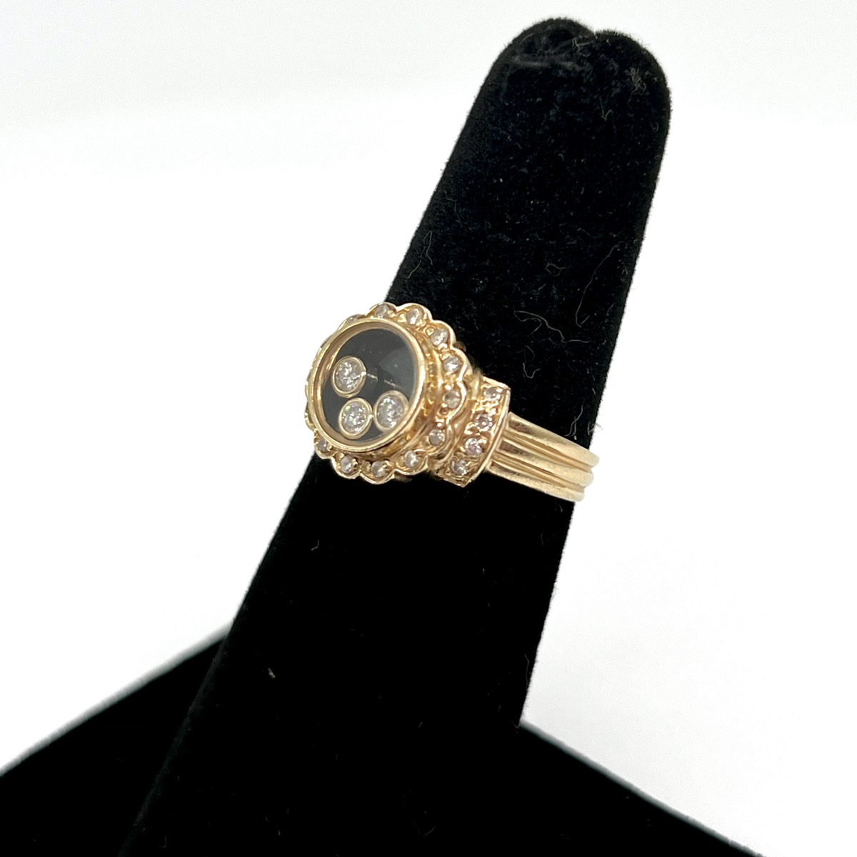 18k Yellow Gold Floating Loose Diamond Bezel Flower Halo Ring Sz 5 Pre ...