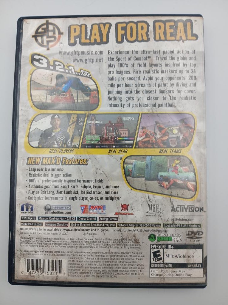 Greg Hastings Tournament Paintball Max'd (PlayStation 2 PS2 2006) w ...