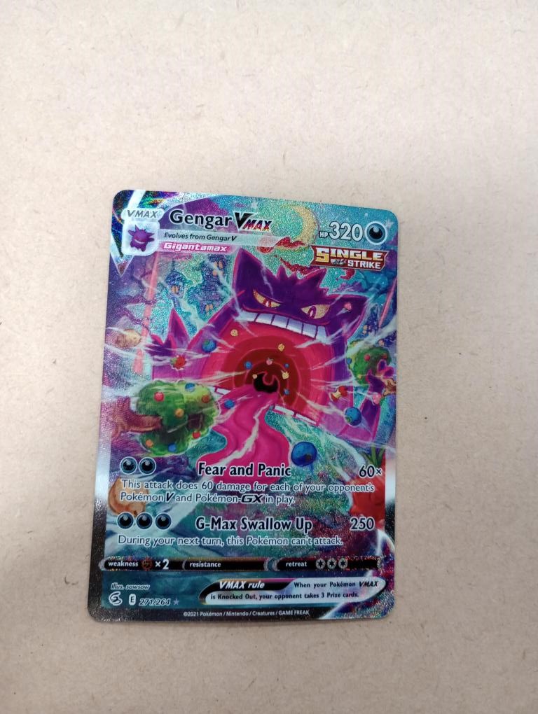 POKEMON TCG VMAX GENGAR 271/264 FUSION STRIKE - ALT ART - UNGRADED Good ...