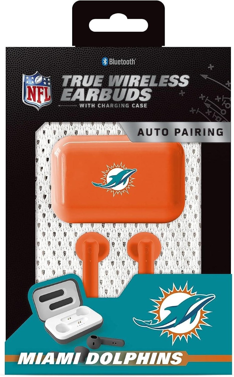 Price Guide: NFL PRIME BRAND TRUE WIRELESS EARBUDS - MIAMI DOLPHINS | Buya